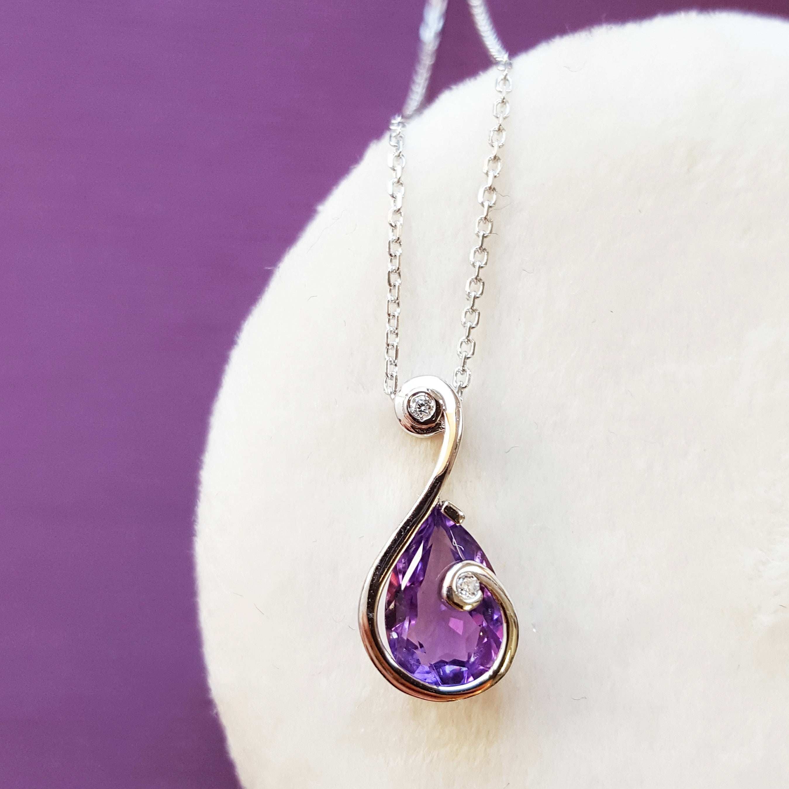 Sterling Silver Swirl Drop Arizona Amethyst Pendant – Sami Fine Jewelry
