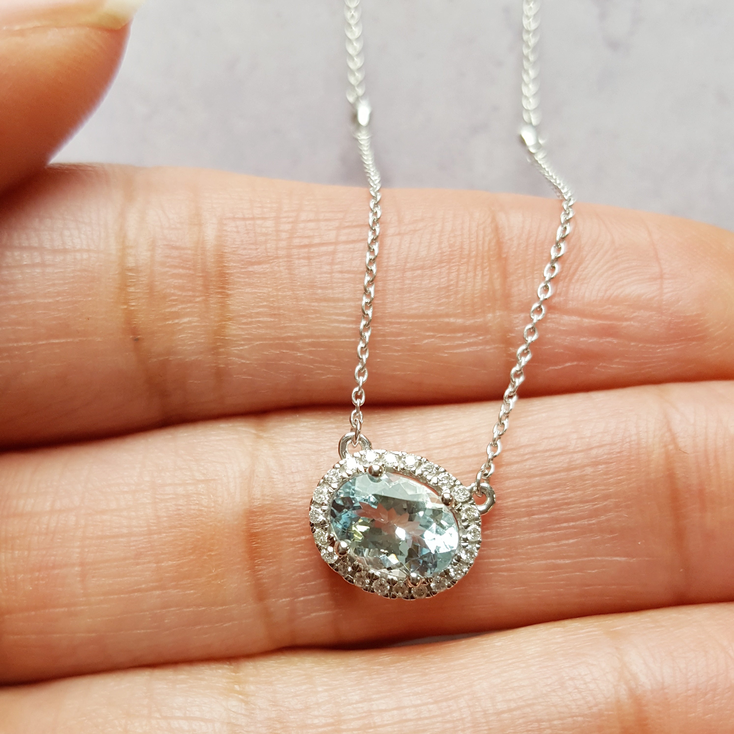 Aquamarine bar necklace store