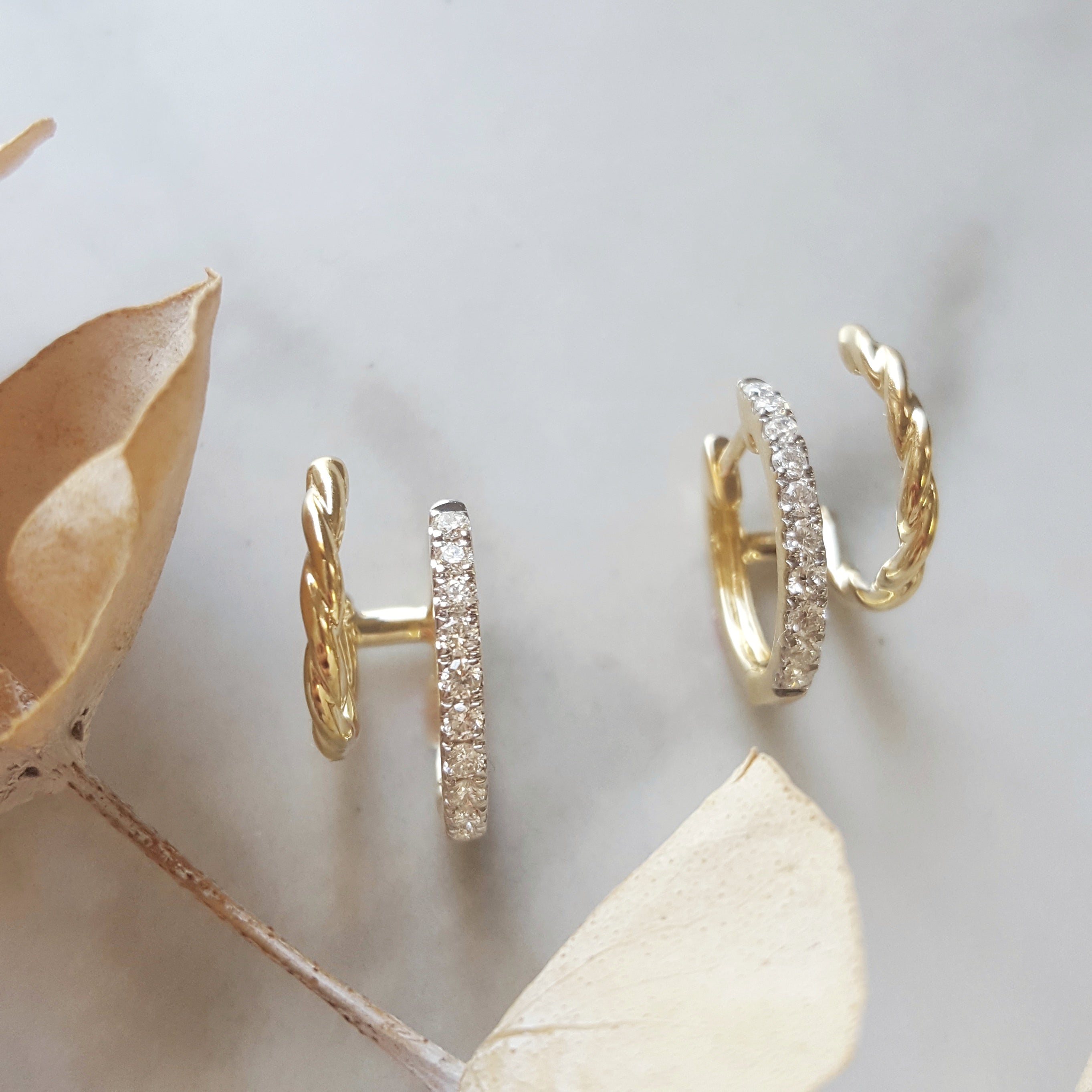14K Yellow Gold Double Hoop Diamond Earrings – Sami Fine Jewelry