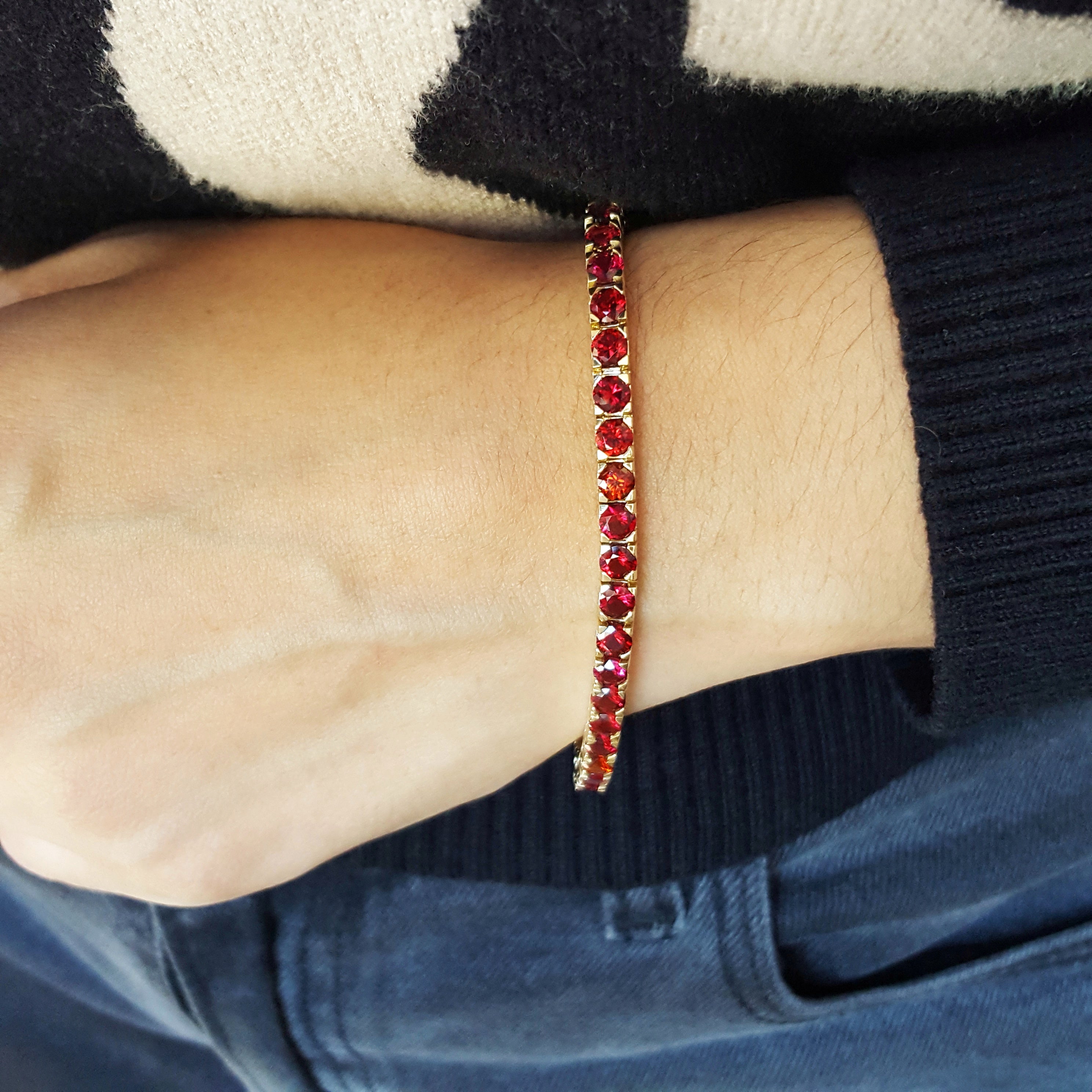 14K Yellow Gold Arizona Sunset Garnet Bracelet – Sami Fine Jewelry